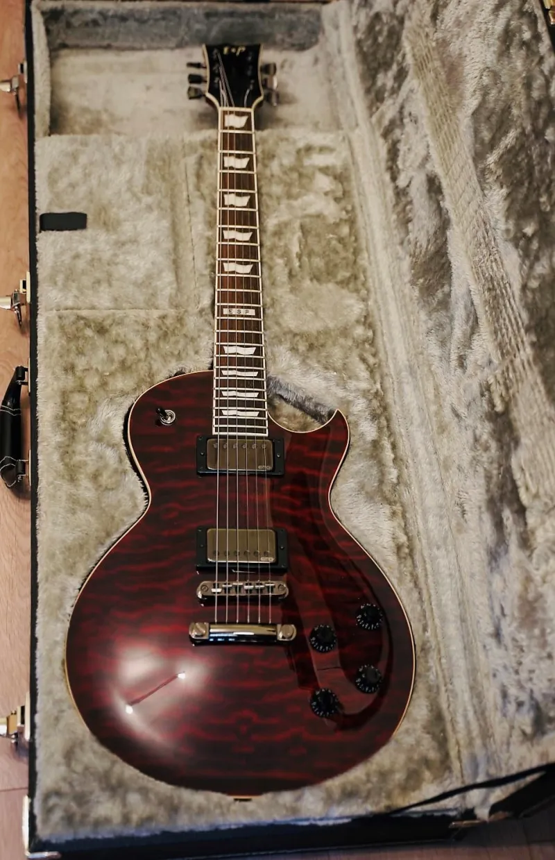 ESP Eclipse See Thru Black Cherry+EMG Hetfield set Elektromos gitár zum ...